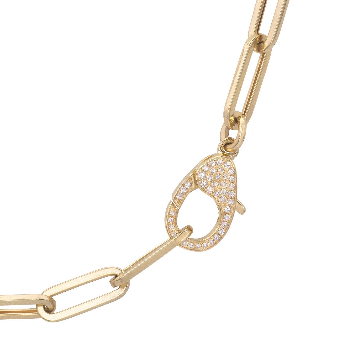 Diamond Clasp Paperclip Necklace | Mila Gems